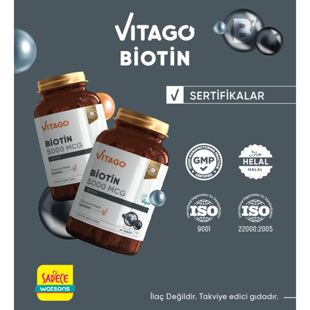 VITAGO EXC. Vitago Biotin 5000 MCG İçeren Tablet Takviye Edici Gıda 60 ...