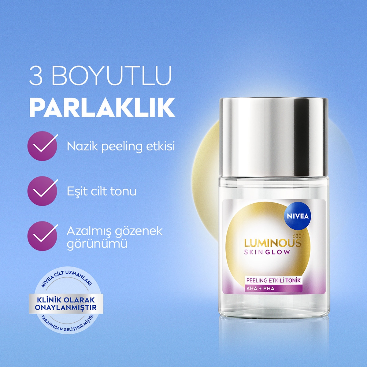 NIVEA VISAGE Nivea Luminous630 Skin Glow Peeling Etkili Tonik 100 ml, Eşit Cilt Tonu 1445171 ...