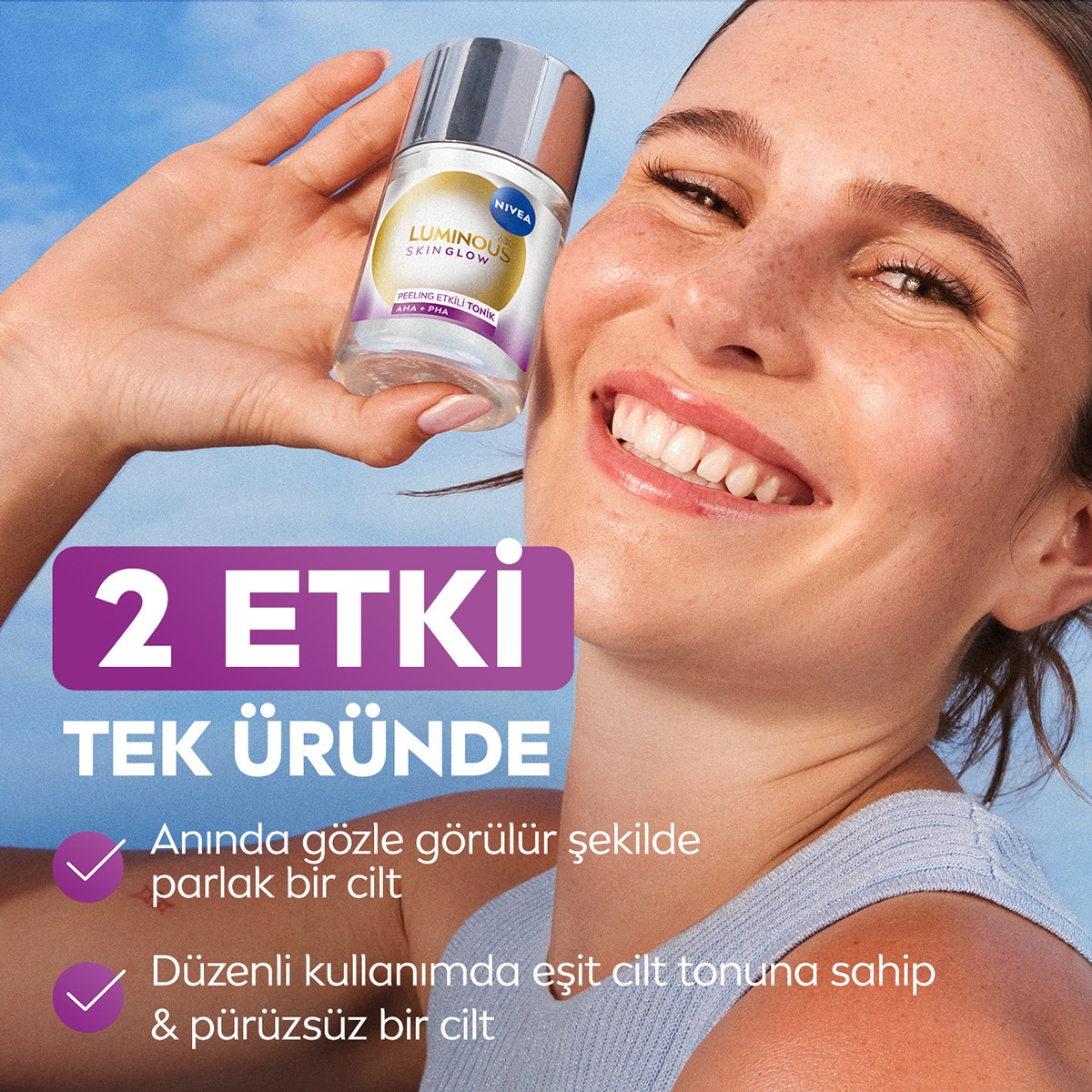 NIVEA VISAGE Nivea Luminous630 Skin Glow Peeling Etkili Tonik 100 ml, Eşit Cilt Tonu 1445171 ...